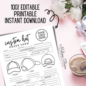 Editable Hat Order Form Template Canva Forms Custom Hat - Etsy