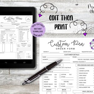 Editable Pen Order Form Template Custom Pen Form Order Ready - Etsy