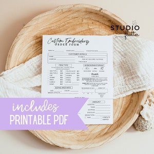 Editable Embroidery Order Form Template, Custom Embroidery Order Form ...