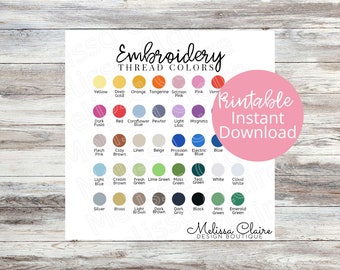 Brothread Embroidery Thread Color Chart - Etsy