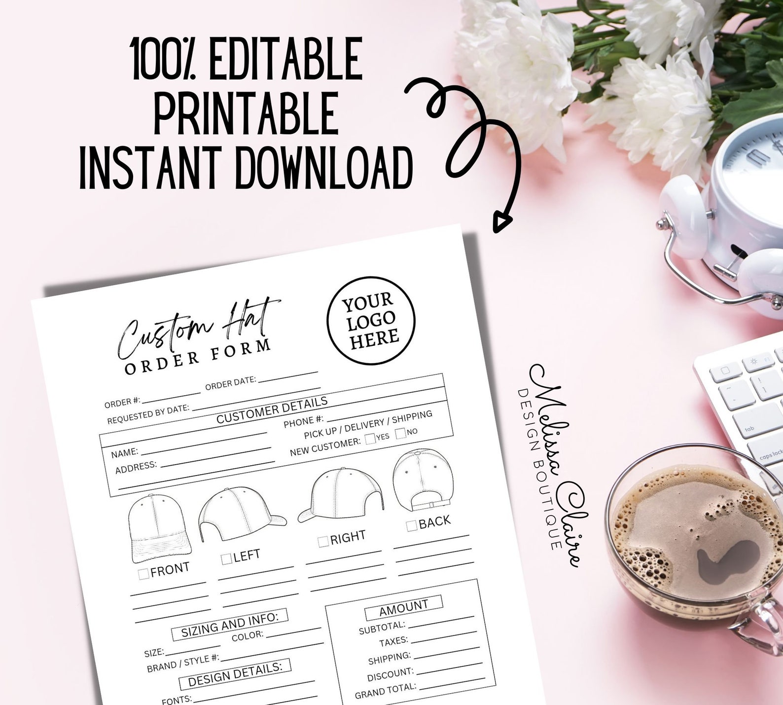 Editable Hat Order Form Template Canva Forms Custom Hat - Etsy