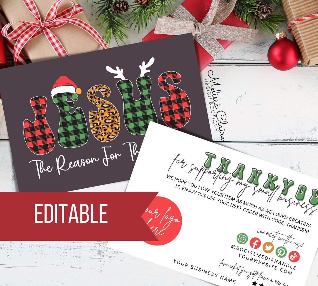 Editable Thank You Card Template Christmas Business Thank You - Etsy