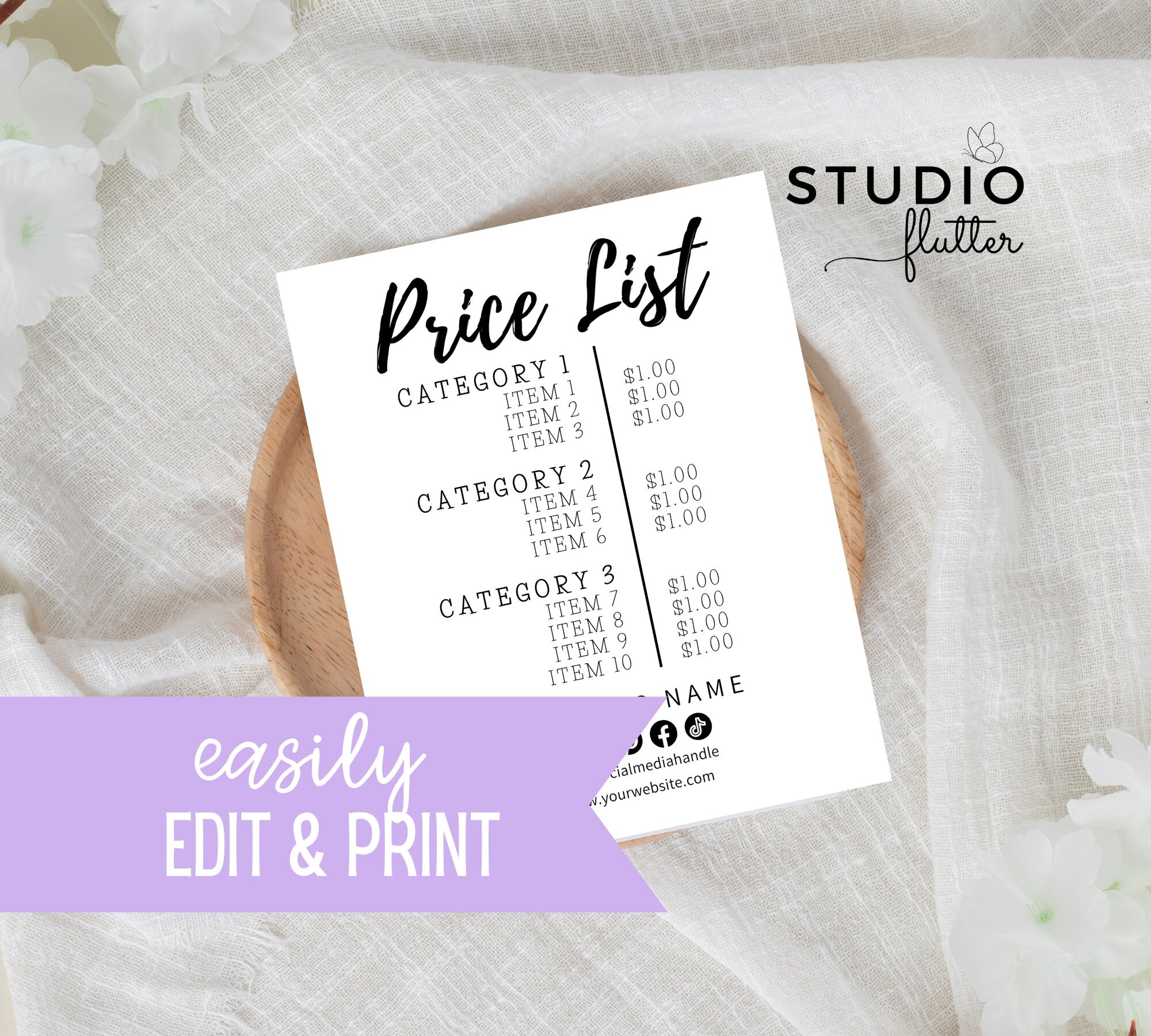 Sign Editable Price List Printable Payment Sign Editable Pricing Sheet ...