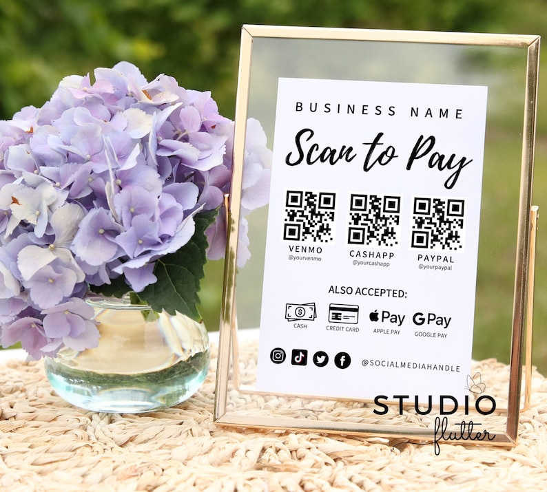 Sign Pay Here Editable Sign Template Minimalist Business Payment Sign ...