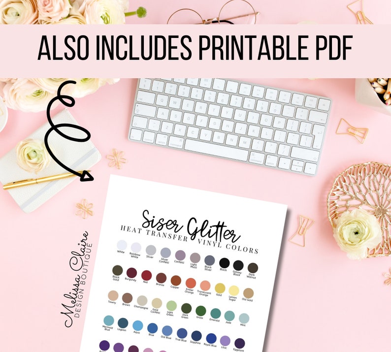 Vinyl Color Chart, Siser Glitter HTV Color Chart, Heat Transfer Color ...