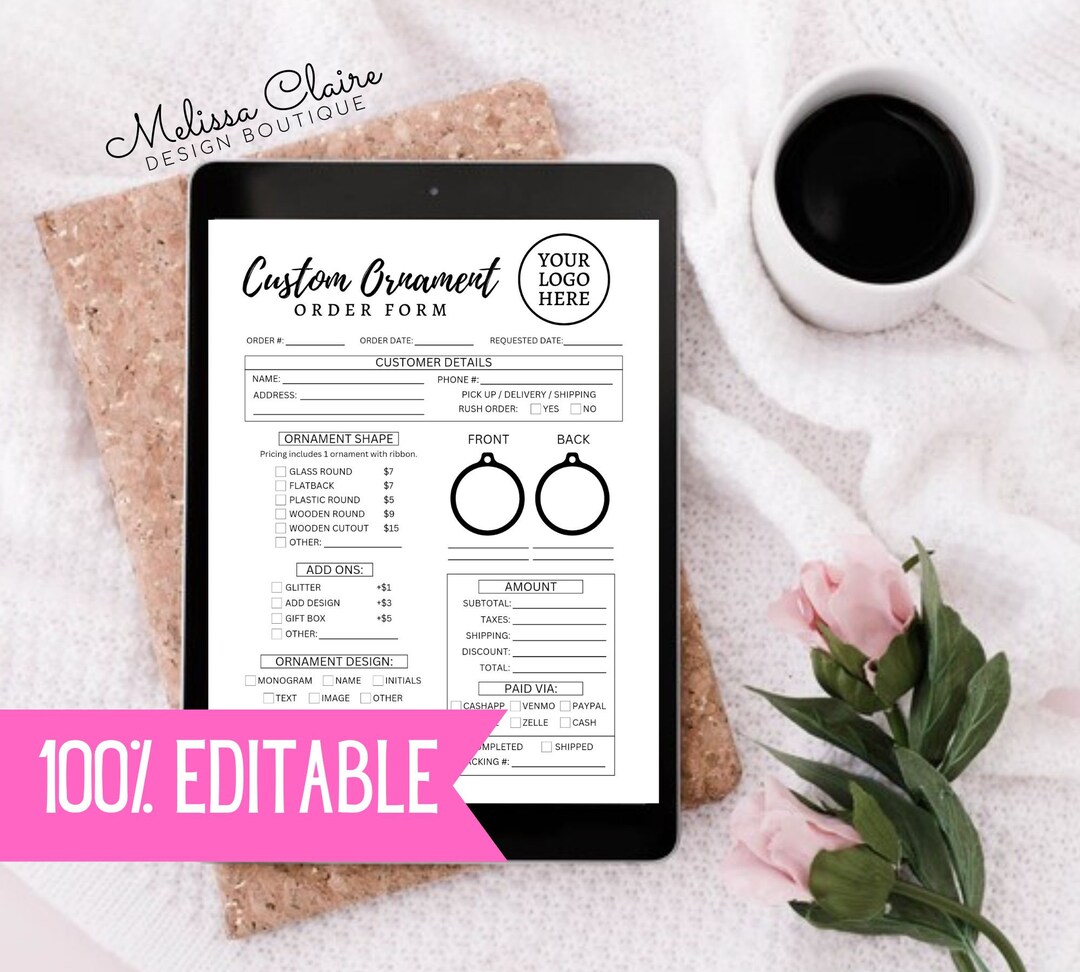 Editable Ornament Order Form Template Printable Custom Ornament Order