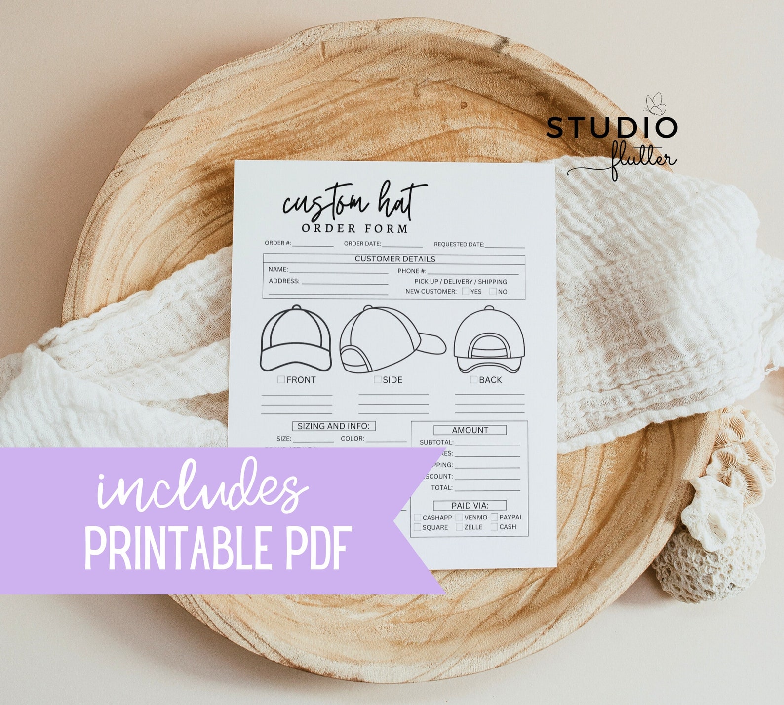 Editable Hat Order Form Template, Canva Forms, Custom Hat Order Form ...