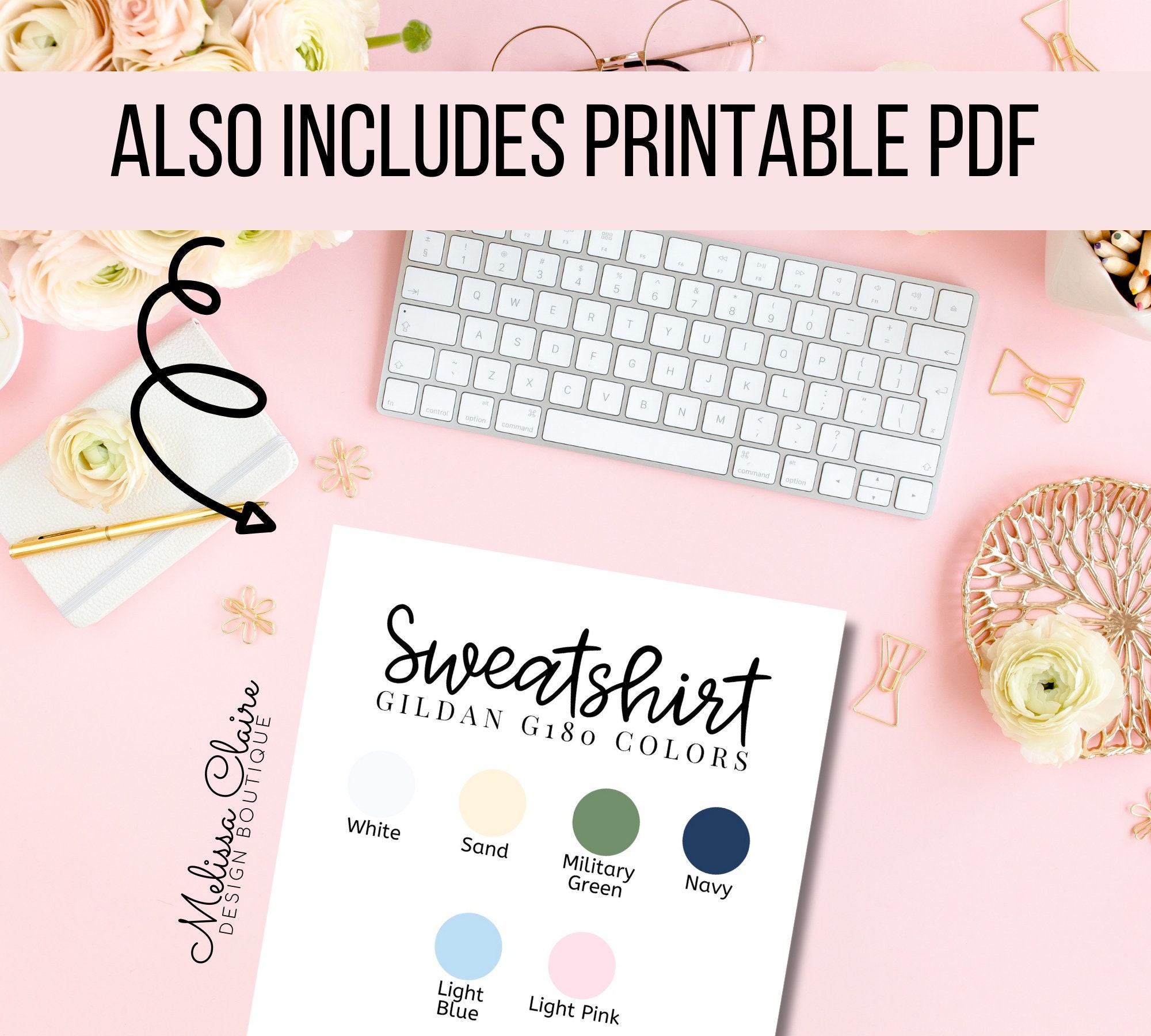 Sweatshirt Color Chart, Gildan G180 Color Chart, Unisex Fleece Crew ...