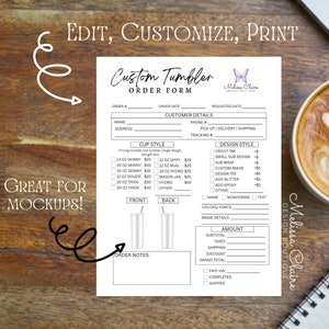 Editable Sublimation Tumbler Order Form Template, Canva Forms, Custom ...