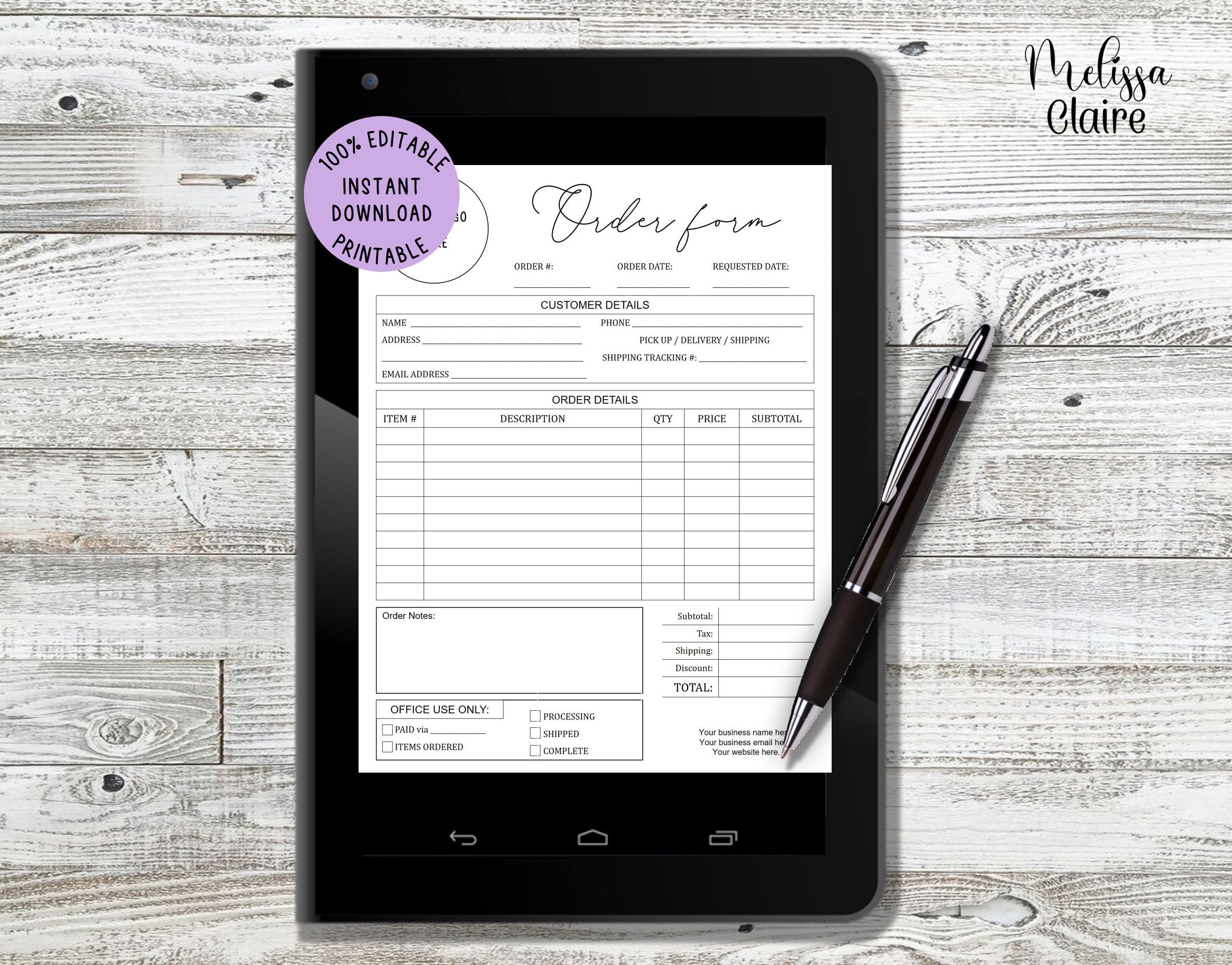 Editable Generic Order Form Template Custom Order Form Order - Etsy