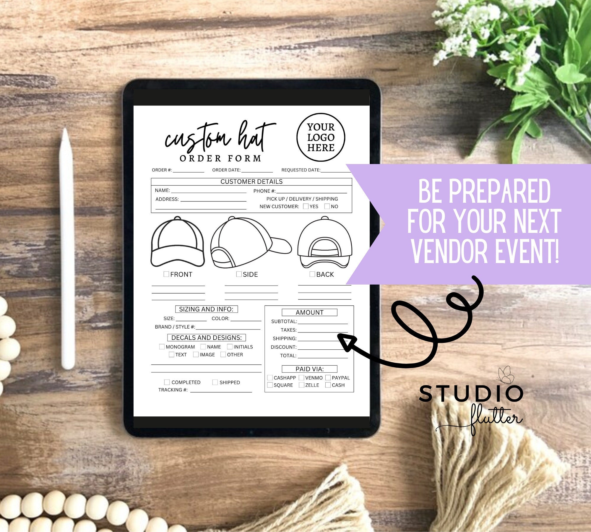 Editable Hat Order Form Template, Canva Forms, Custom Hat Order Form ...