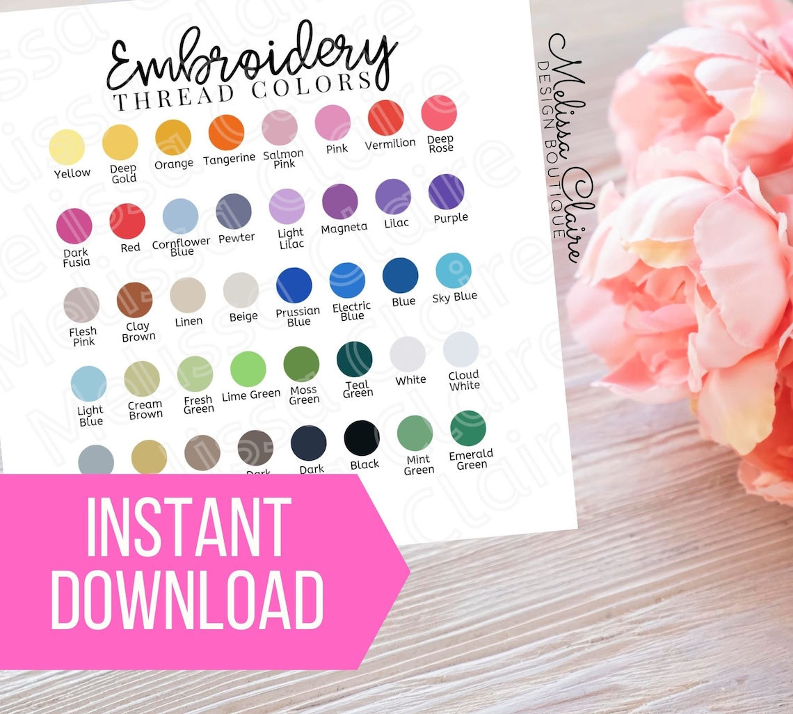 Embroidery Thread Color Chart Brothread Color Chart Brother - Etsy