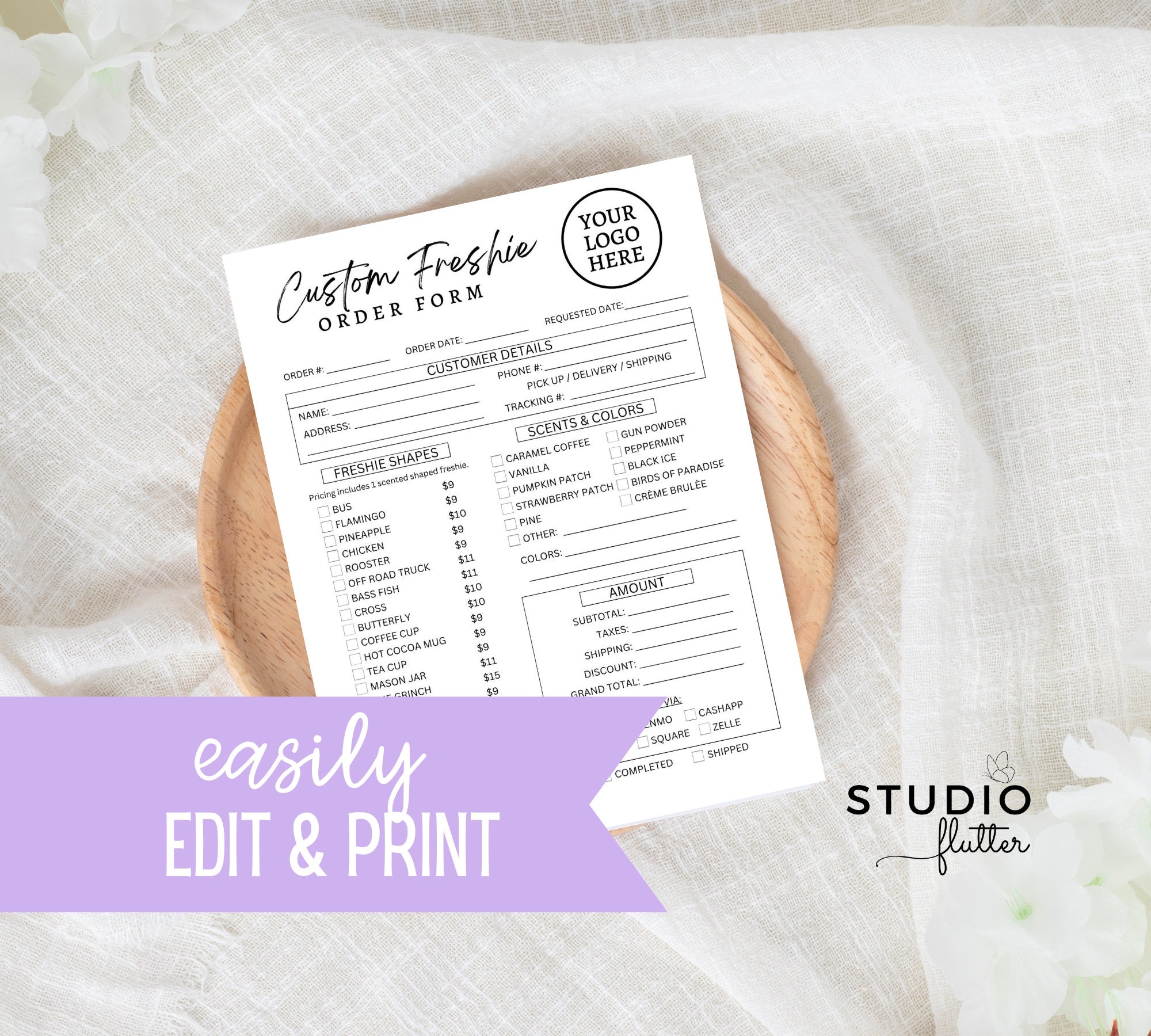 Editable Freshie Order Form Template, Canva Forms, Custom Freshie Order ...