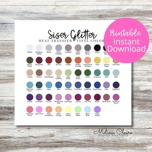 Vinyl Color Chart, Siser Glitter HTV Color Chart, Heat Transfer Color ...