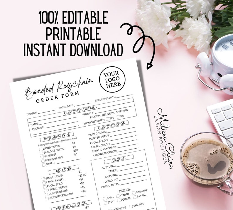 Editable Keychain Order Form Template, Canva Forms, Custom Beaded ...