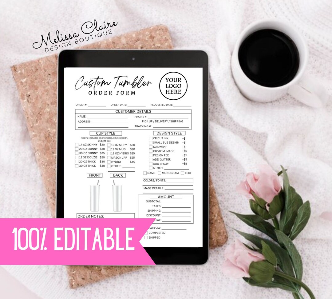 Editable Sublimation Tumbler Order Form Template Canva Forms - Etsy
