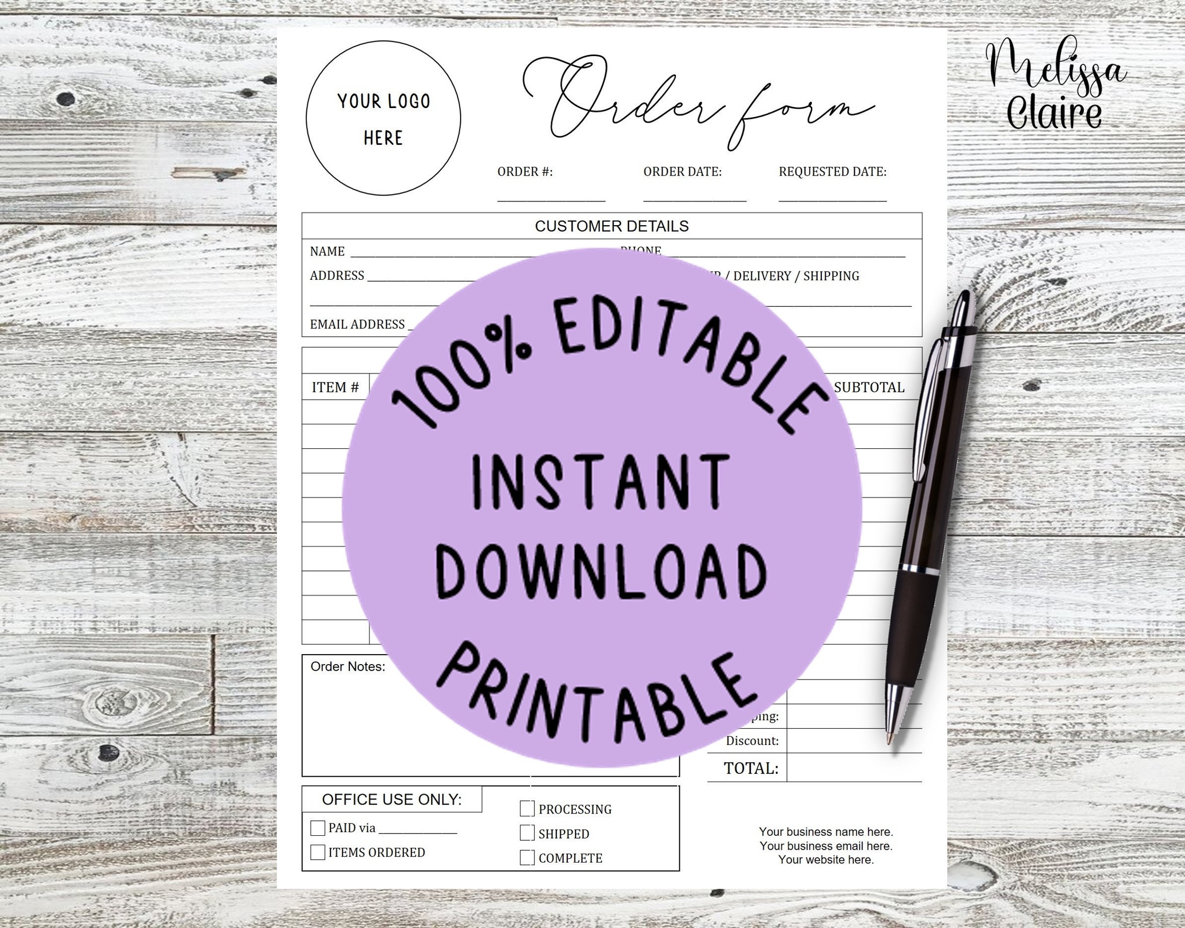 Editable Generic Order Form Template Custom Order Form Order - Etsy