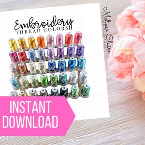 Embroidery Thread Color Chart Brothread Color Chart Brother - Etsy