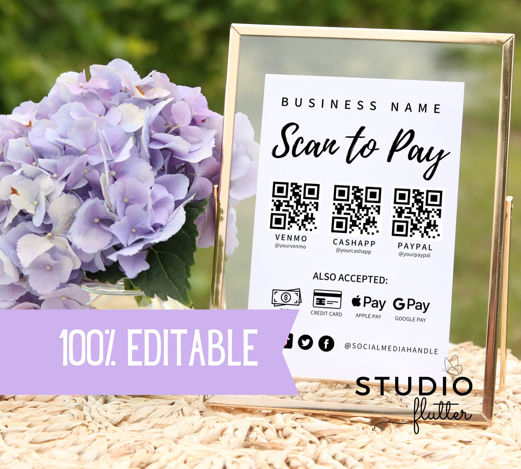 Sign Pay Here Editable Sign Template Minimalist Business Payment Sign ...