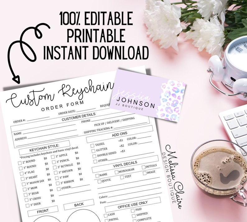 Editable Keychain Order Form Template, Custom Keychain Form, Order ...