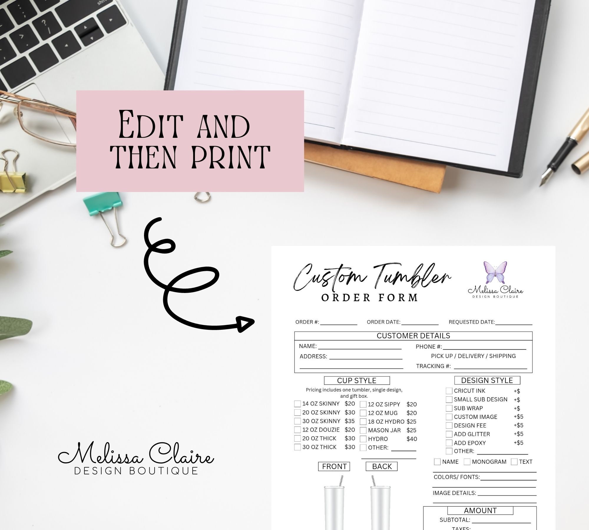 Editable Sublimation Tumbler Order Form Template, Canva Forms, Custom ...