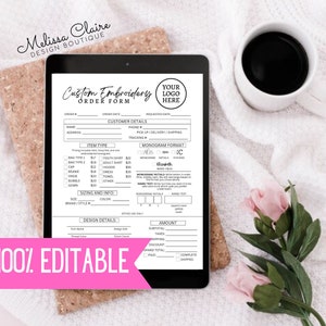 Editable Embroidery Order Form Template Canva Forms Custom - Etsy