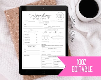 Embroidery Order Form Template - Etsy UK