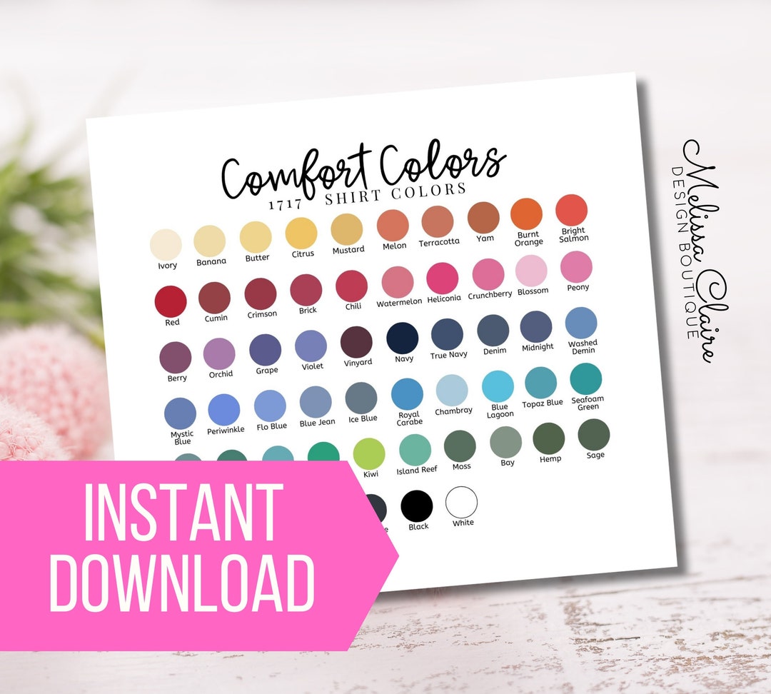 Tshirt Color Chart, Comfort Colors Color Chart, Comfort Colors 1717 ...