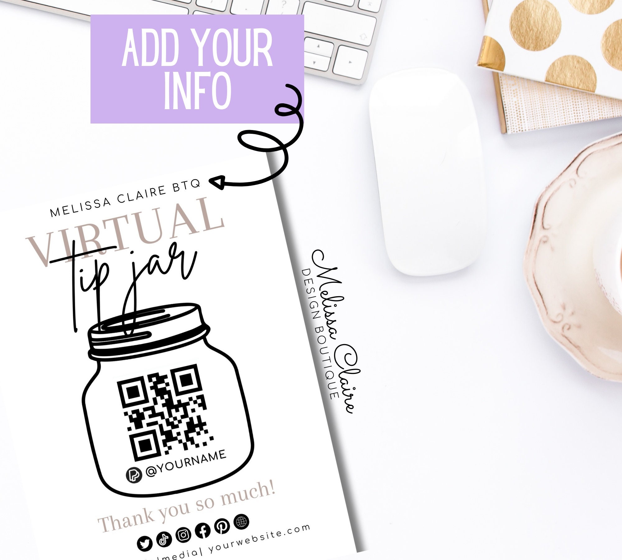 Sign Payment Printable Tip Virtual Jar Venmo Payment Sign QR Code Sign ...