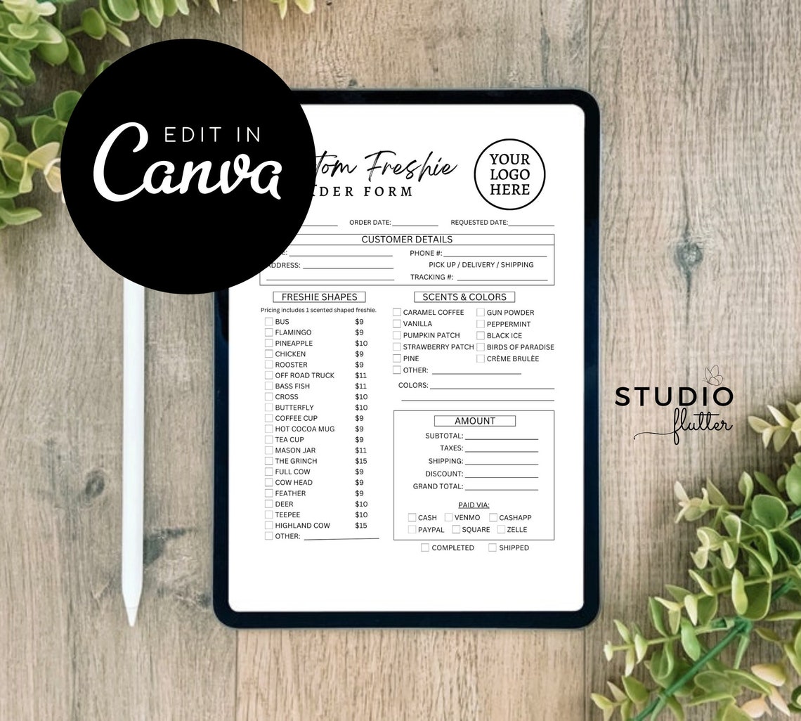 Editable Freshie Order Form Template, Canva Forms, Custom Freshie Order ...