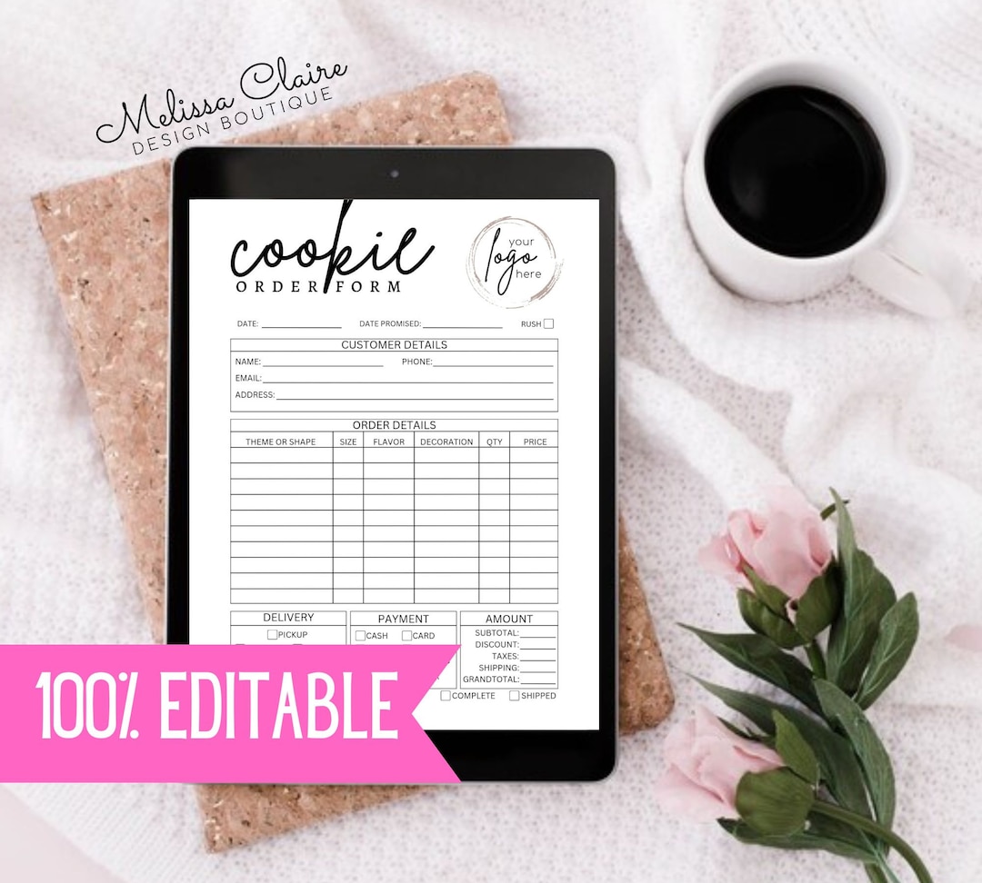 Form Editable Cookie Order Form Template Canva Forms Custom Cookie ...