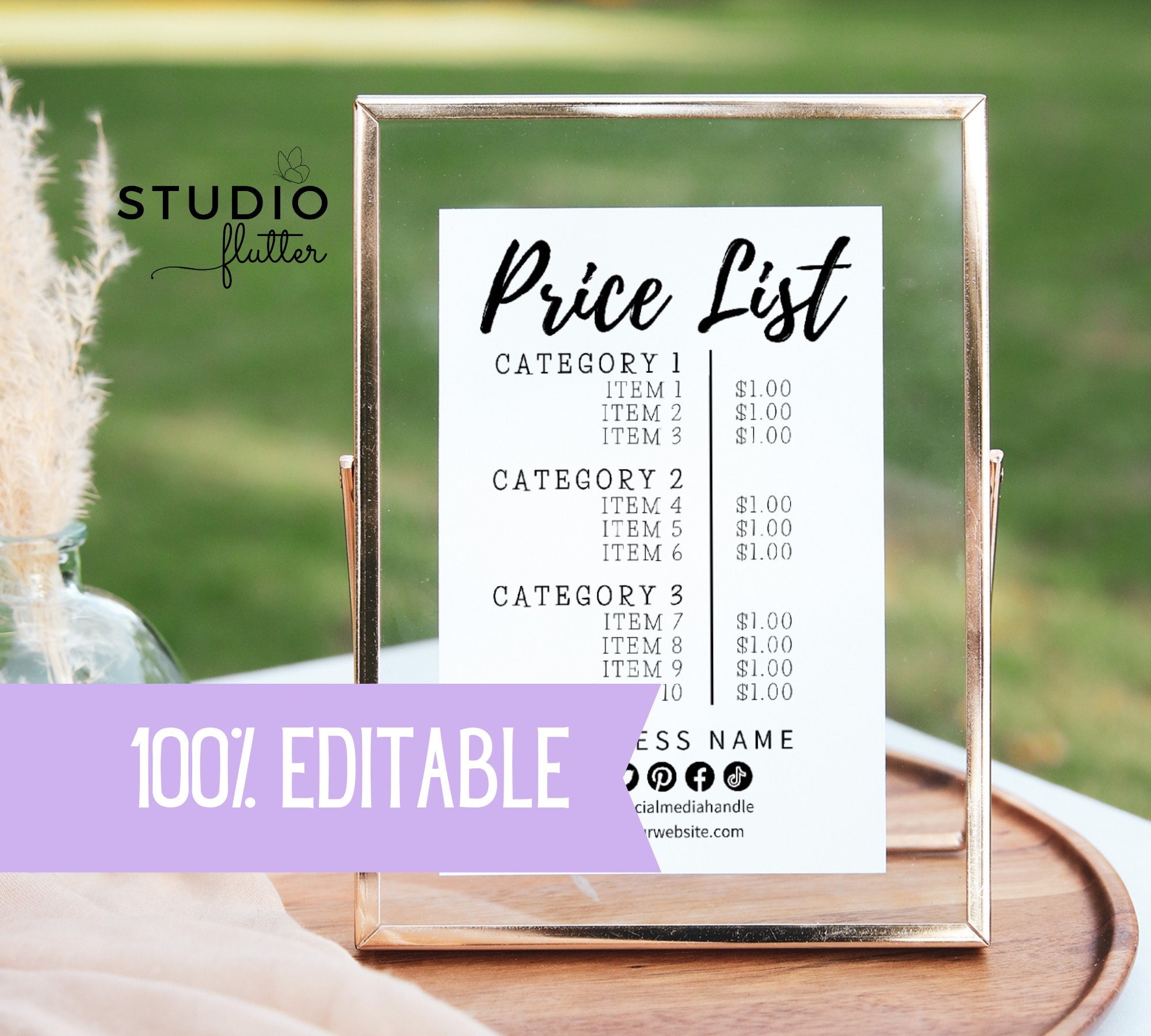 Sign Editable Price List Printable Payment Sign Editable Pricing Sheet ...