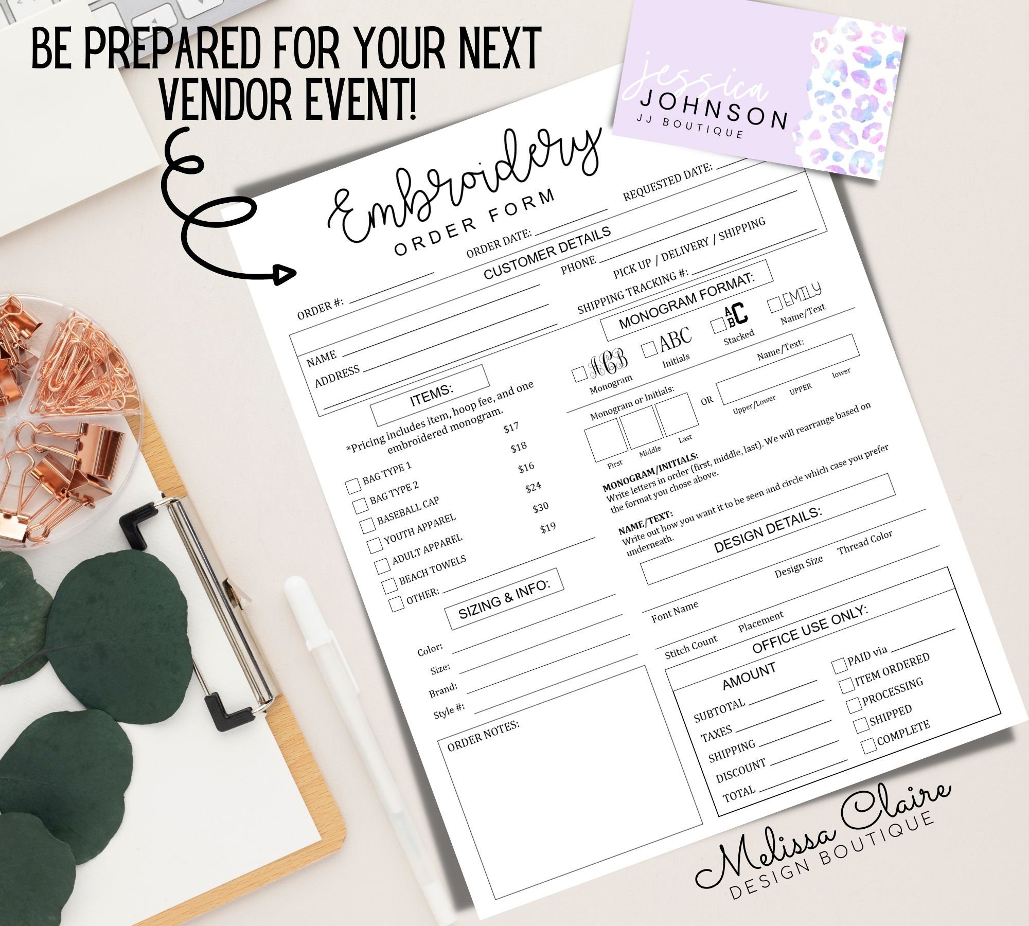 Form Editable Embroidery Invoice Order Template Custom Embroidery Form ...