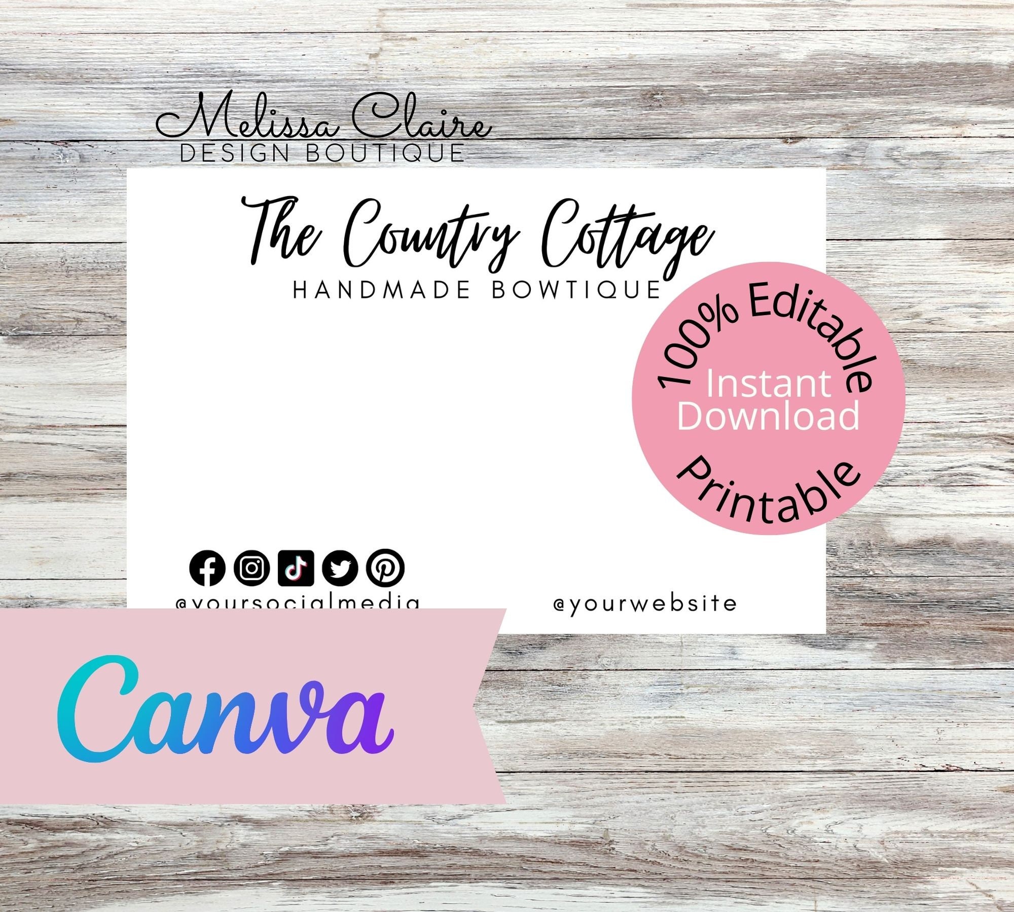 Bow Card Editable Bow Card Template Headband Display Card Template ...