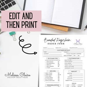 Editable Keychain Order Form Template, Canva Forms, Custom Beaded ...