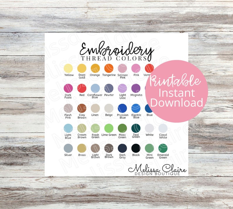Embroidery Thread Color Chart Brothread Color Chart Brother - Etsy