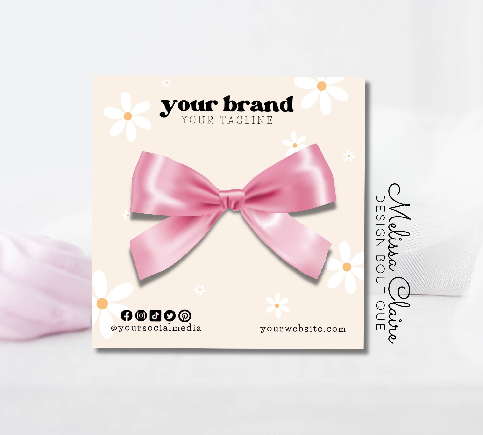 Card Bow Card Editable Template Headband Display Card Template ...