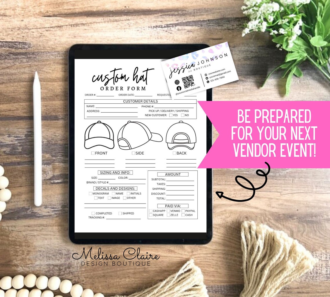 Editable Hat Order Form Template Canva Forms Custom Hat - Etsy