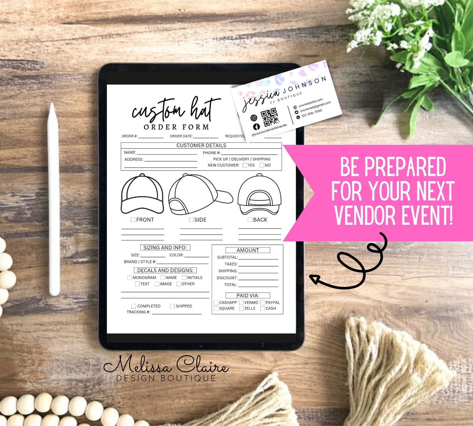 Editable Hat Order Form Template Canva Forms Custom Hat - Etsy