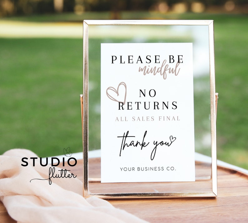 Editable No Returns Sign Template, Printable All Sales Final Sign ...