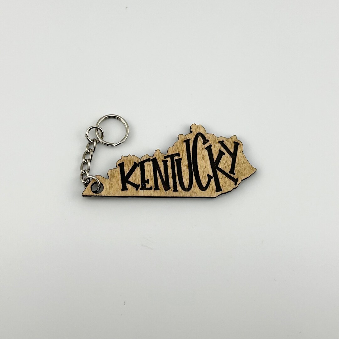 Kentucky State Keychain | Wood Key Chain | ID Key Chain | Wooden ...
