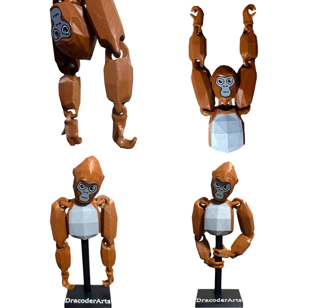 Flexy Gorilla Tag Fidget Toy 8 Inch Optional Cake Topper Stand or ...