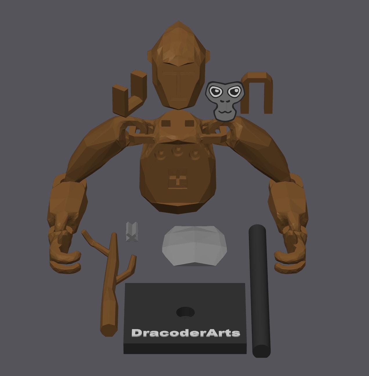 STL Gorilla Tag Digital File for Personal Use and Personal 3D Printing ...