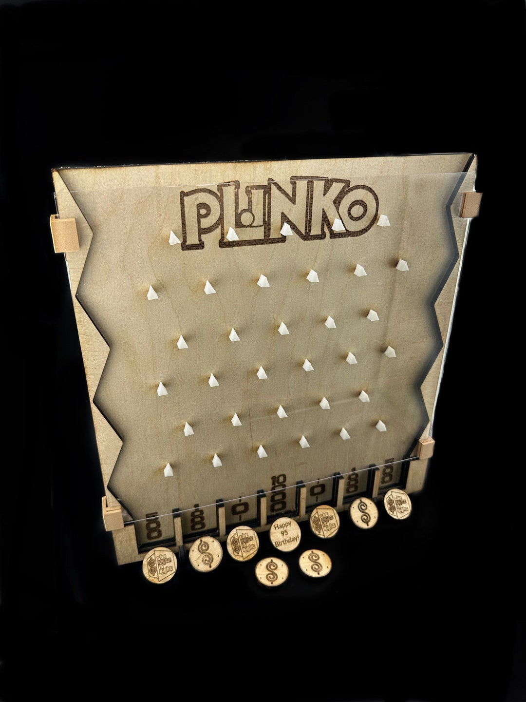 Plinko Board Game With Custom Tokens Wood Coin - Etsy