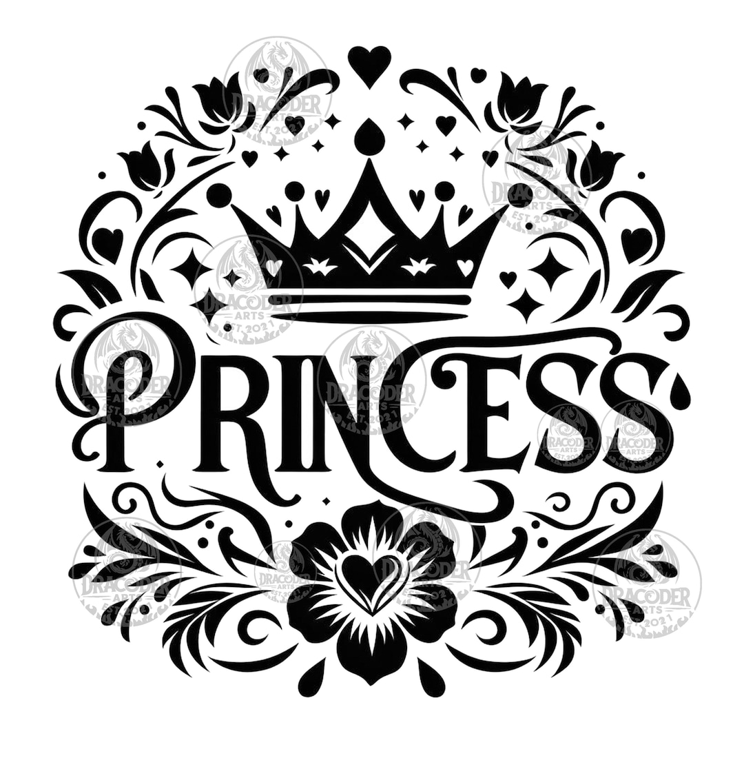 Princess SVG Digital File - PNG File - JPG File - Flowers - Crown ...