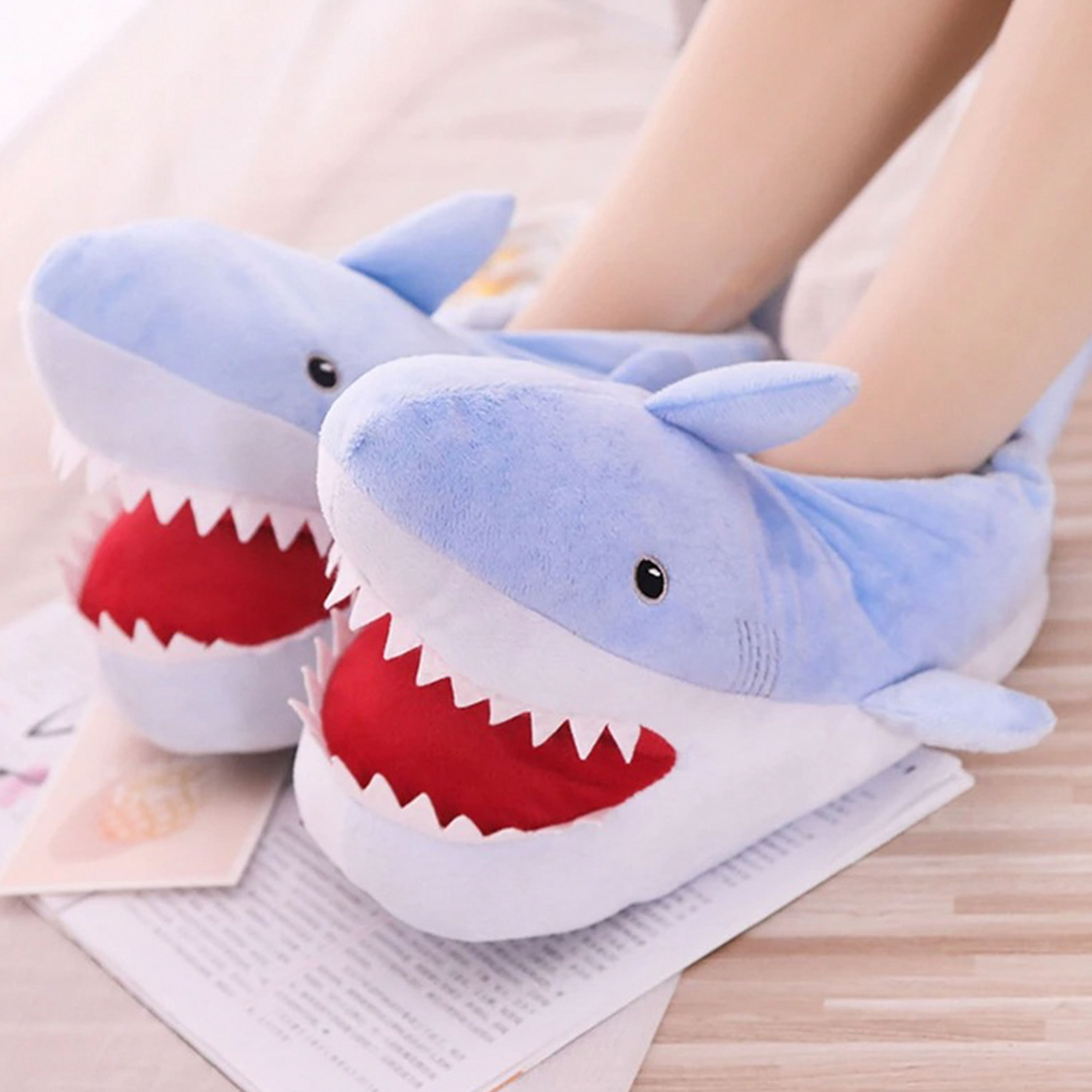 Cute Shark Shape Fluffy Slippers Warm Slippers Plush | Etsy