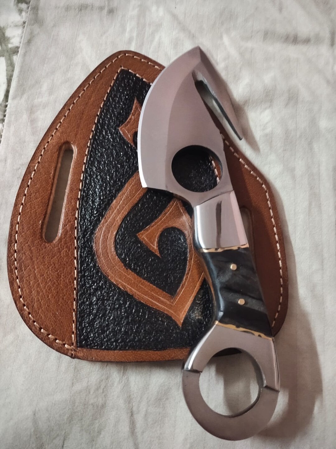 Custom Handmade D2 Steel Gut Hook Skinner Knife, Kitchen Knife Gift for ...