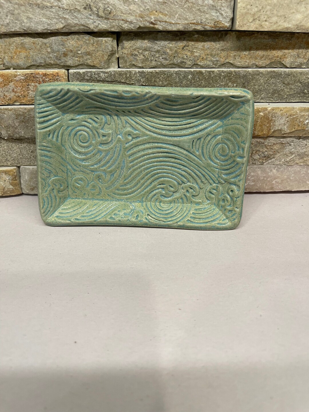 Wave Trinket Dish in Sea-green - Etsy