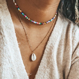 Melasti Shell Necklace, Double Layer Necklace, Beachy Jewellery ...