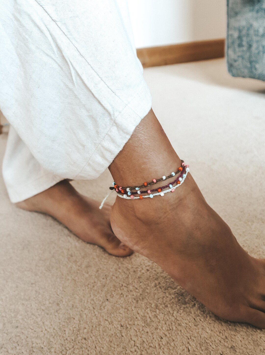 Pelangi Seed Bead Anklet by Bali Soul, Friendship Anklet, Minimalist ...